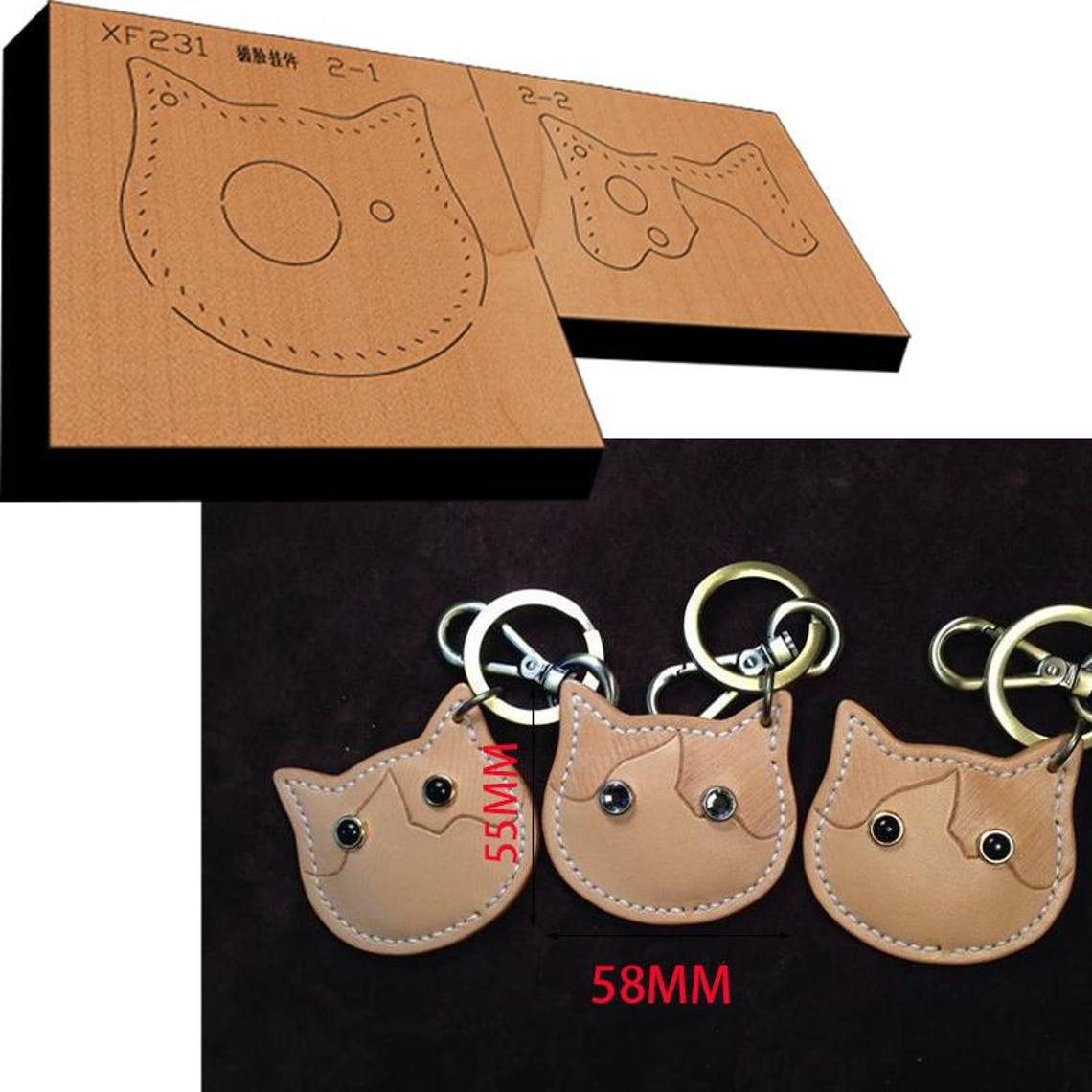 Cat Face Keychain Leather Die Cutting-custom Design Pendant Leather Cut ...
