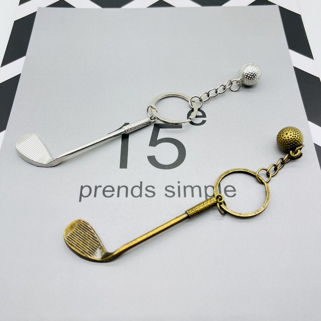 Simulated Golf Club Keychain Ring, Handmade Golf Club Key Pendant, Diy ...