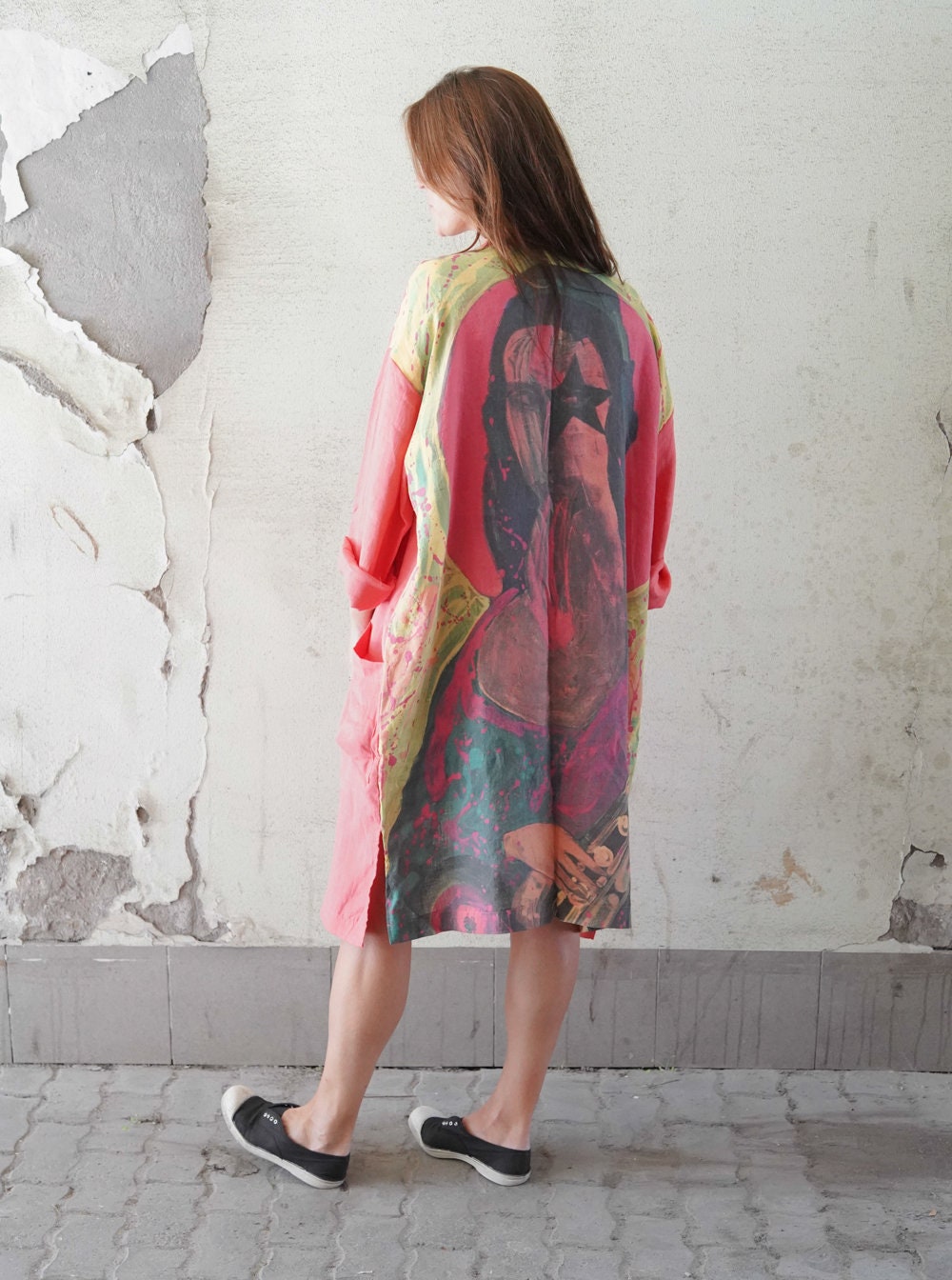 Punk Jacket / Summer Punk Mona Lisa Linen Jacket / Coral Linen Jacket ...
