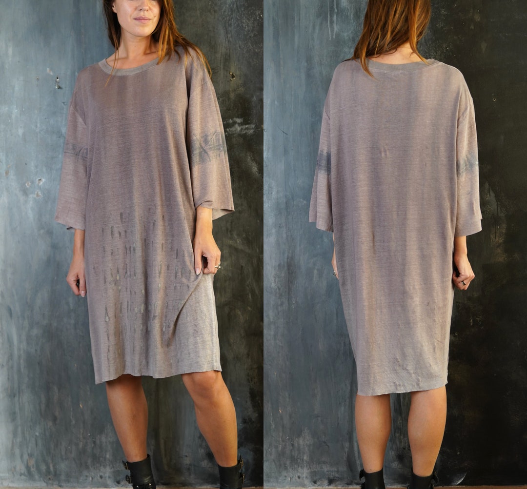 Naturally Dyed Linen Dress / Summer Loose Fit Linen Dress / Ethically ...