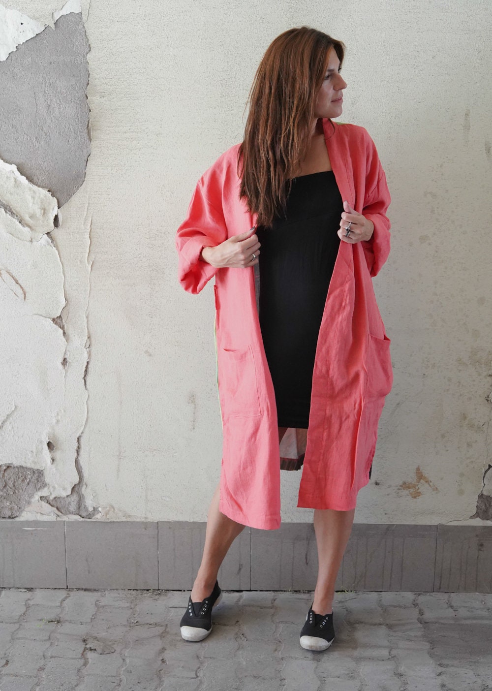 Punk Jacket / Summer Punk Mona Lisa Linen Jacket / Coral Linen Jacket ...