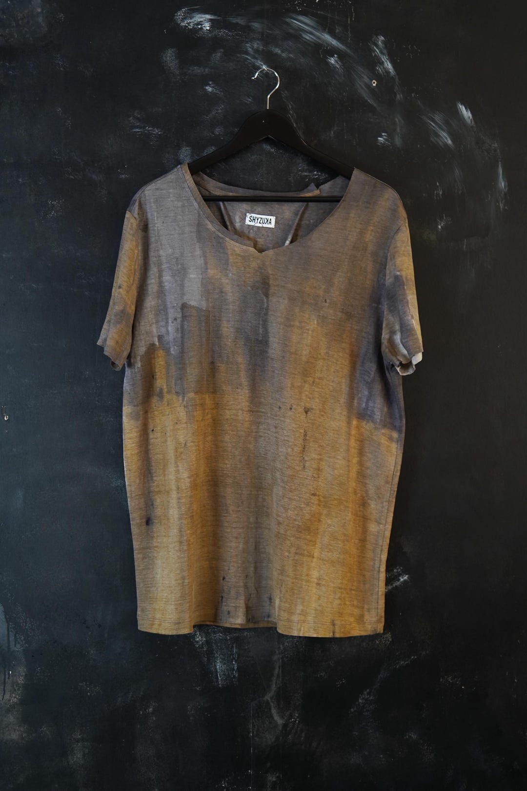 Naturally Dyed Brown Rust T-shirt /hand Painted Linen Sustainable T ...