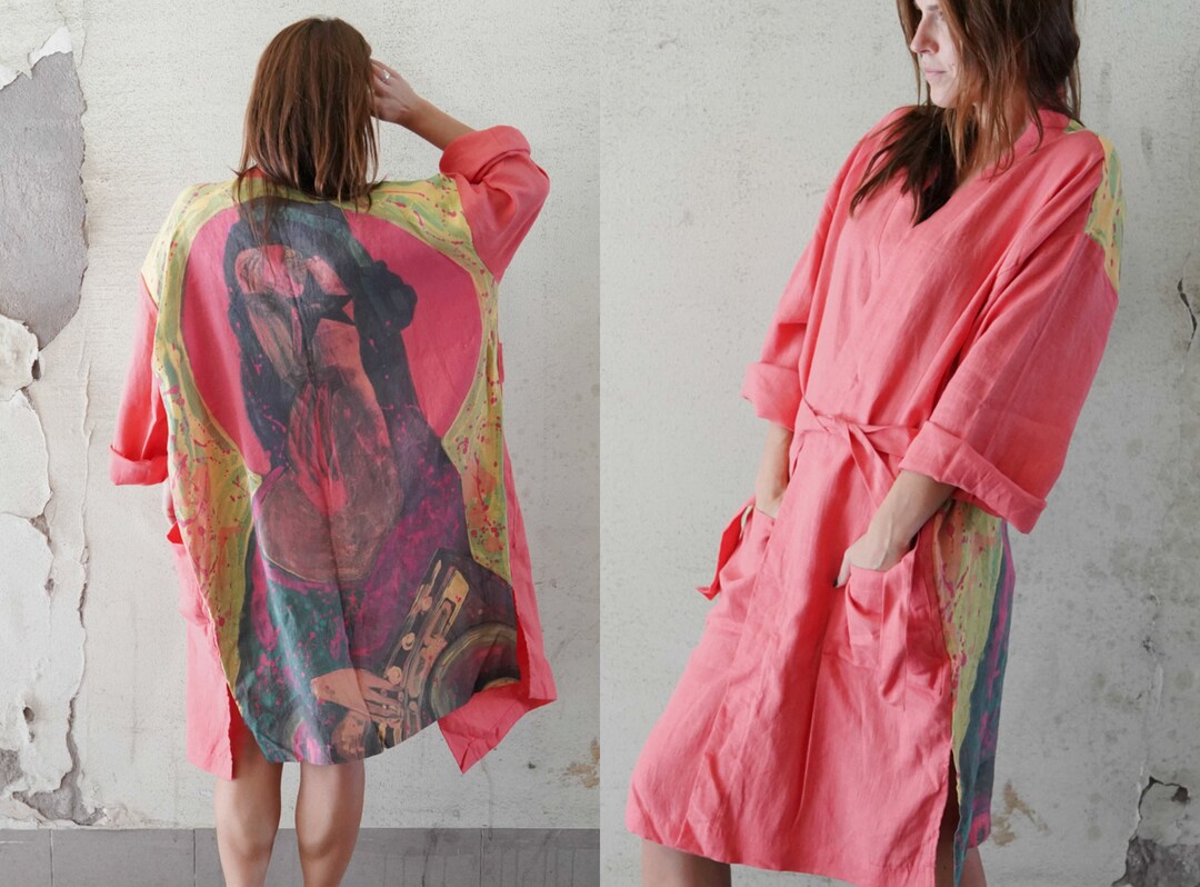 Punk Jacket / Summer Punk Mona Lisa Linen Jacket / Coral Linen Jacket ...