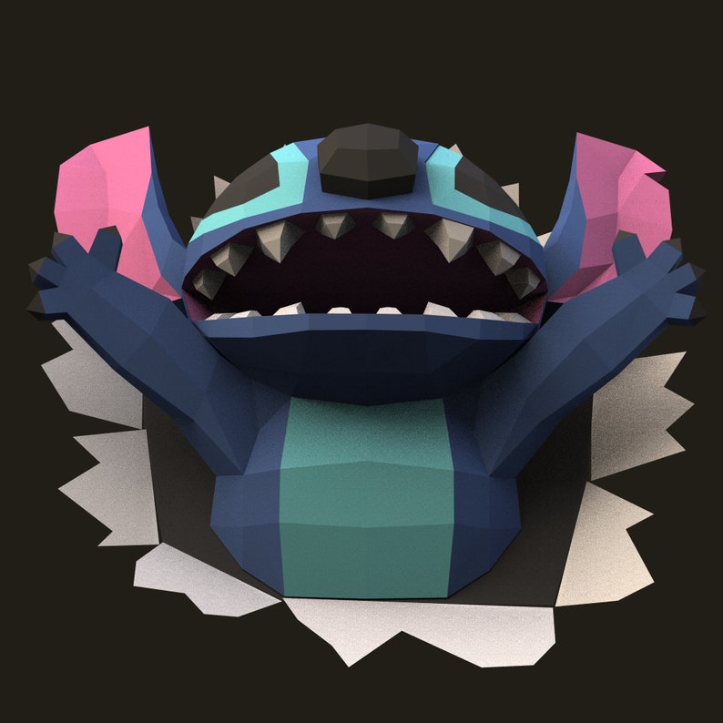Stitch Wall Papercraft – SVG PDF DIY 3D Paper Model Template – Low Poly ...