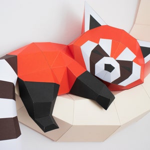 Red Panda on the Moon PDF Template Pepakura Papercraft Origami - Etsy