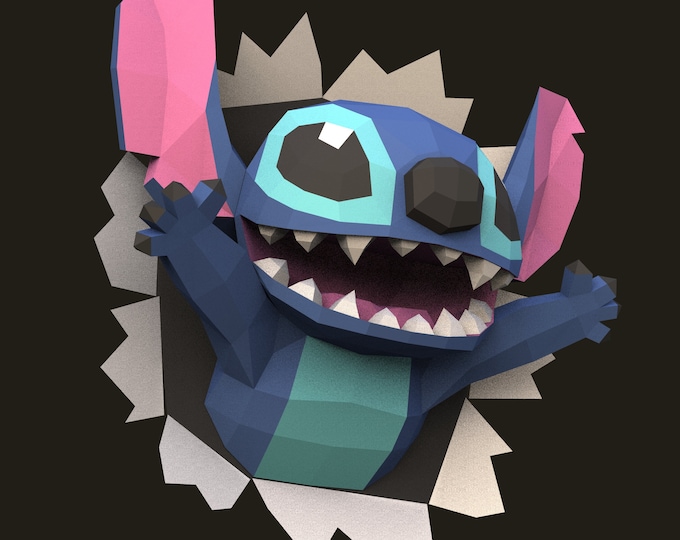 Stitch Papercraft 3D – Low Poly Template Pdf, Svg, Dxf | DIY Lilo ...