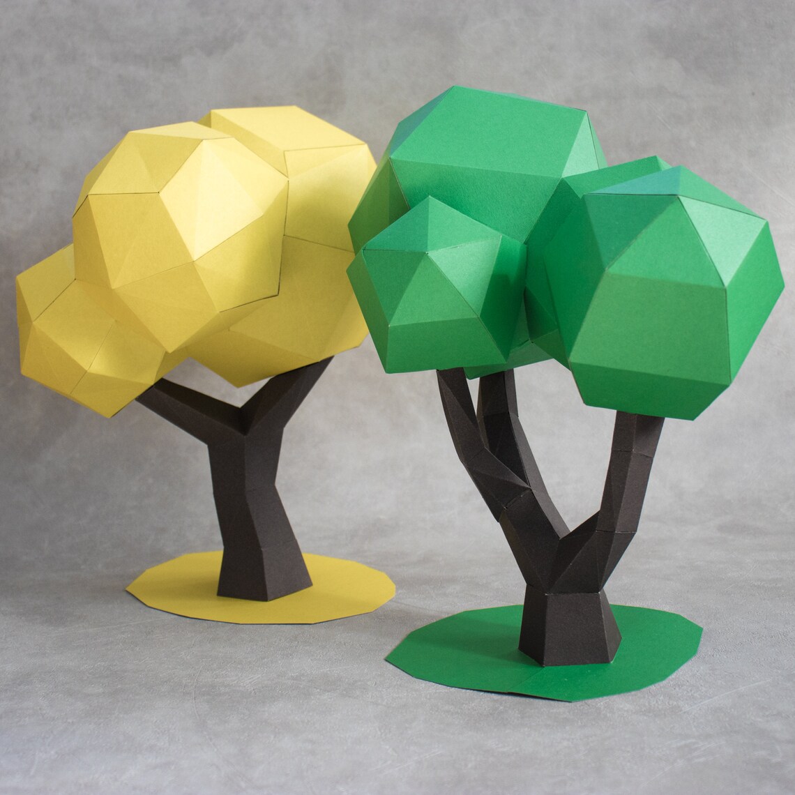 Set of Trees 2 Pieces Papercraft DIY Pepakura Origami Kit Template Low ...
