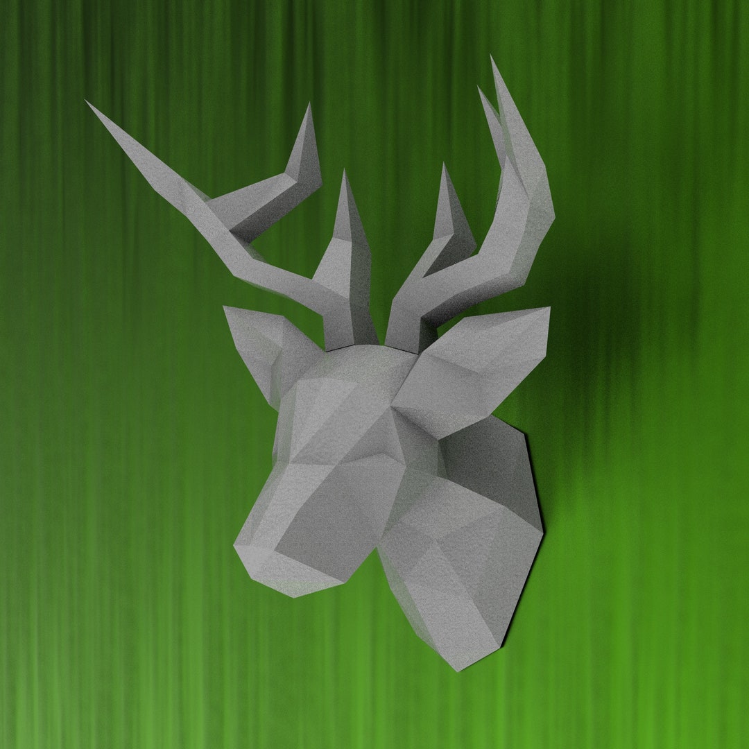 Deer Trophy Papercraft DIY Pepakura Origami Template Low Poly - Etsy