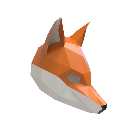 Papercraft 3D Fox Mask Low Poly DIY Origami Pepakura Holiday - Etsy Finland