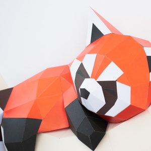Red Panda on the Moon PDF Template Pepakura Papercraft Origami - Etsy