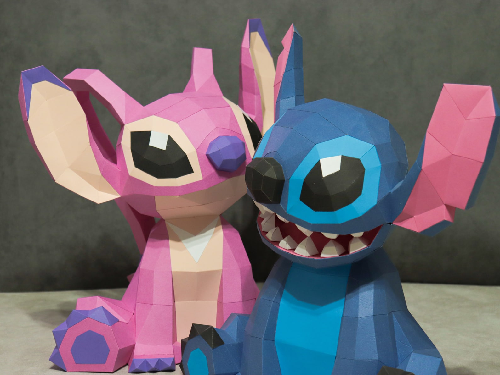 Stitch and Angel Papercraft DIY Pepakura Origami Template Low - Etsy