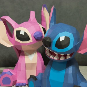 Stitch and Angel Papercraft DIY Pepakura Origami Template Low Poly - Etsy