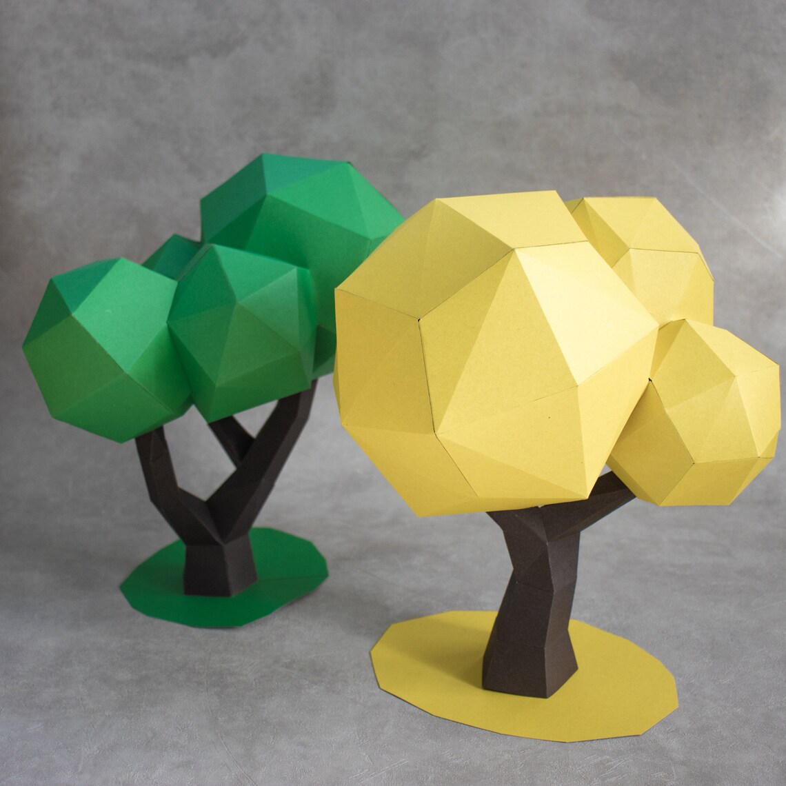 Set of Trees 2 Pieces Papercraft DIY Pepakura Origami Kit Template Low ...