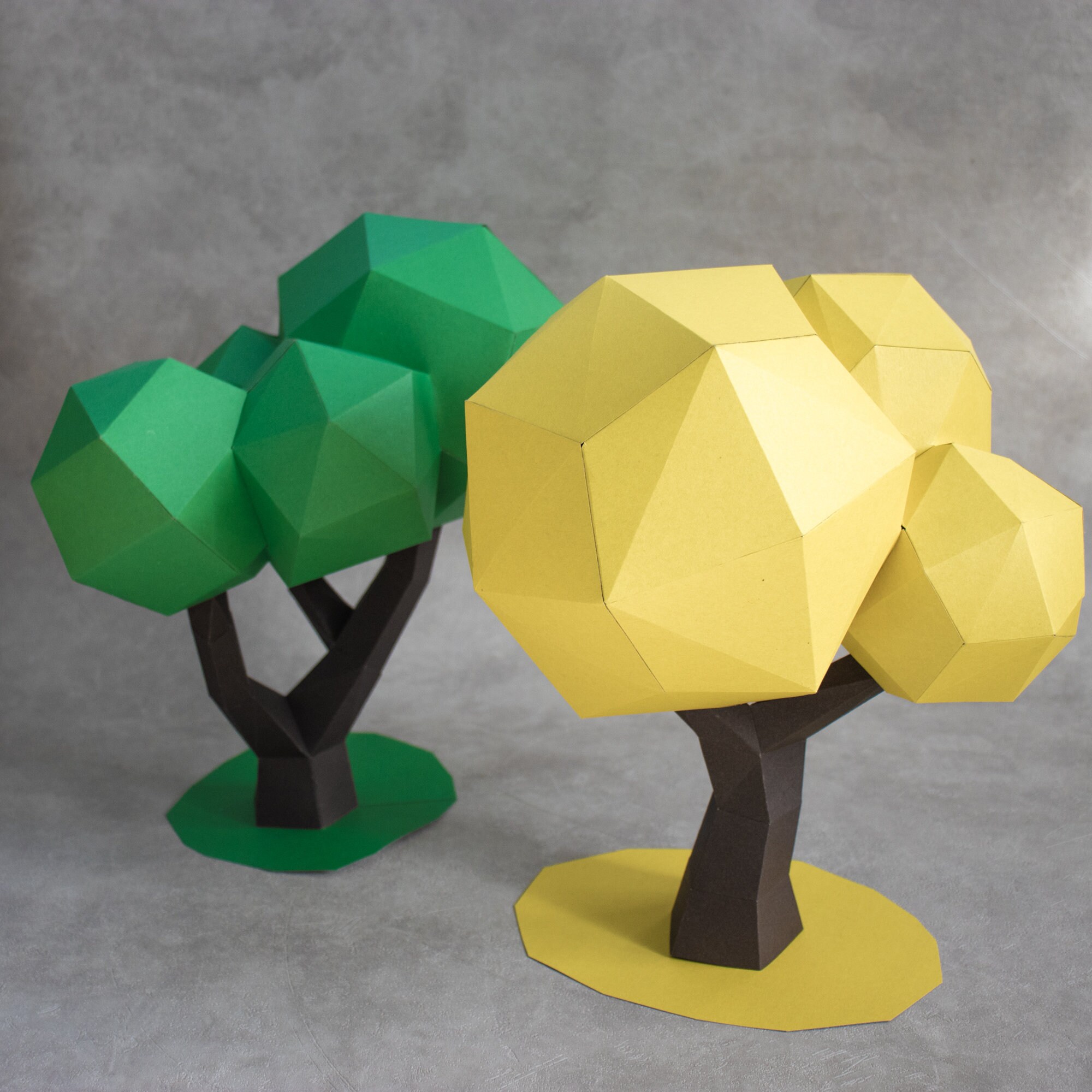 Set of Trees 2 Pieces Papercraft DIY Pepakura Origami Kit Template Low ...