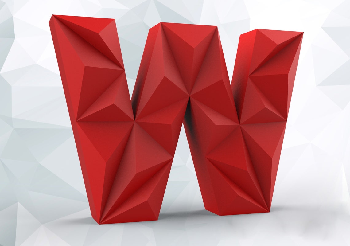 Papercraft Letter W 3D DIY Pepakura Origami Paper Low Poly | Etsy