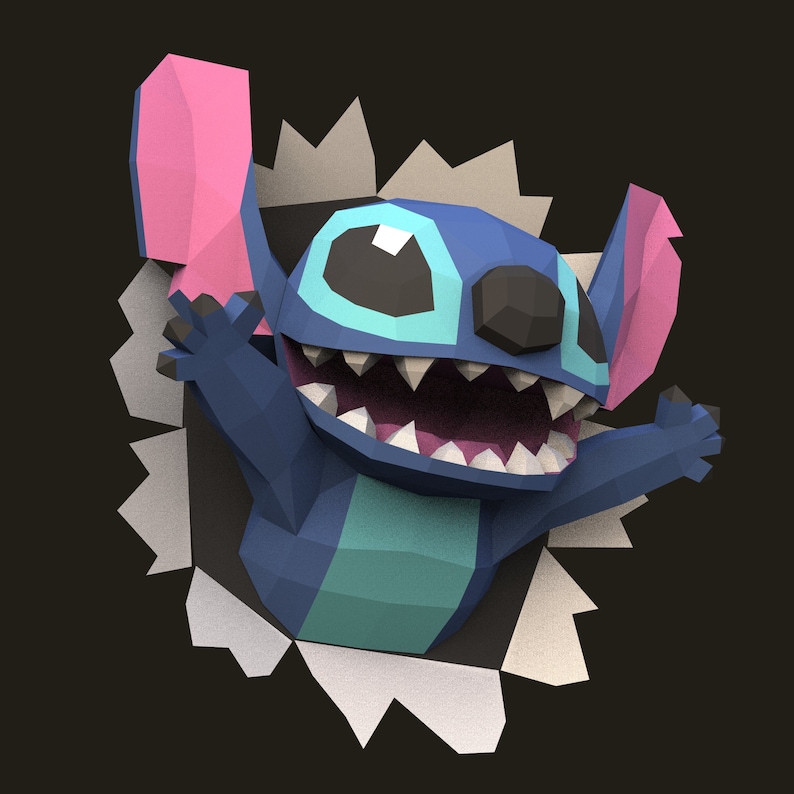 Stitch Wall Papercraft DIY Pepakura Origami Template Low Poly - Etsy UK