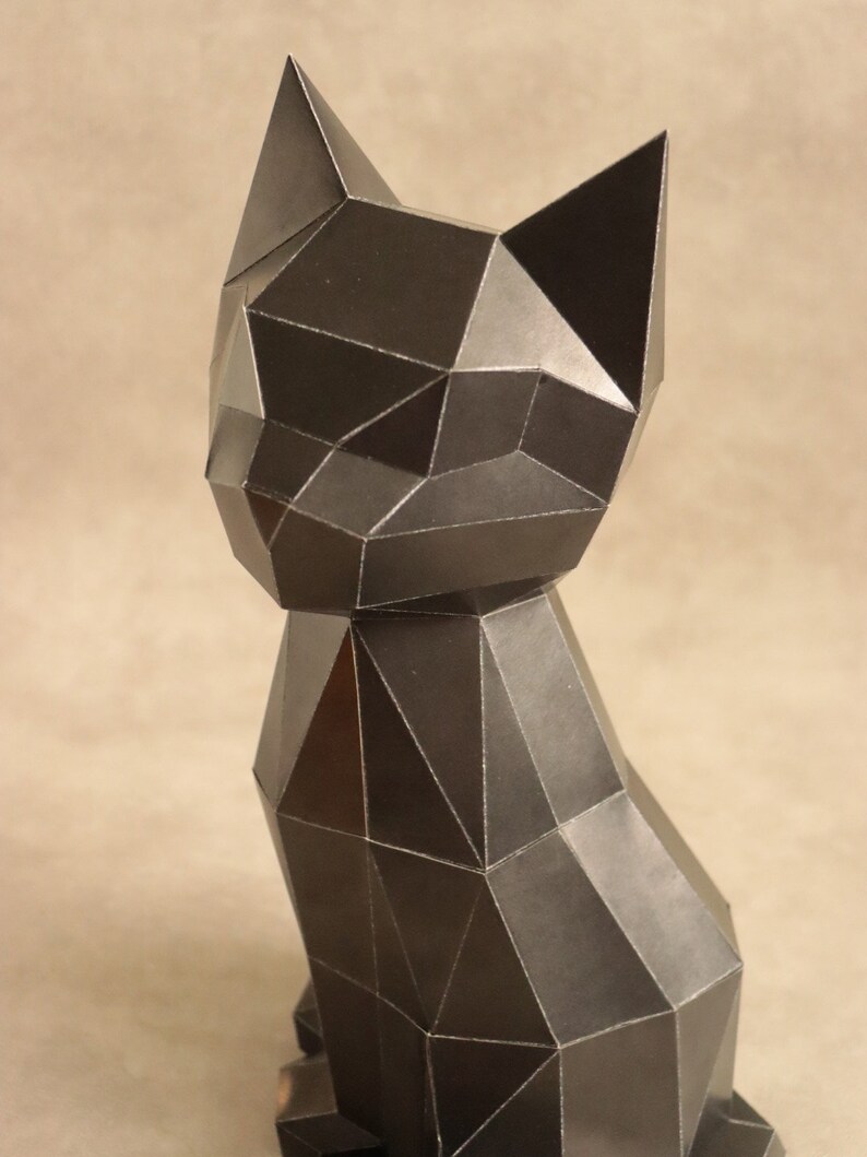 Black Cat Papercraft DIY Pepakura Origami Template Low Poly - Etsy