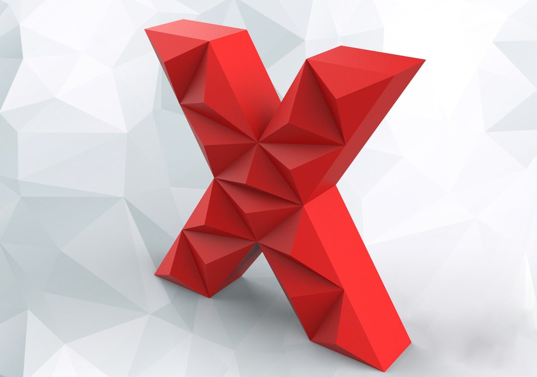 Papercraft Letter X 3D DIY Pepakura Origami Paper Low Poly - Etsy