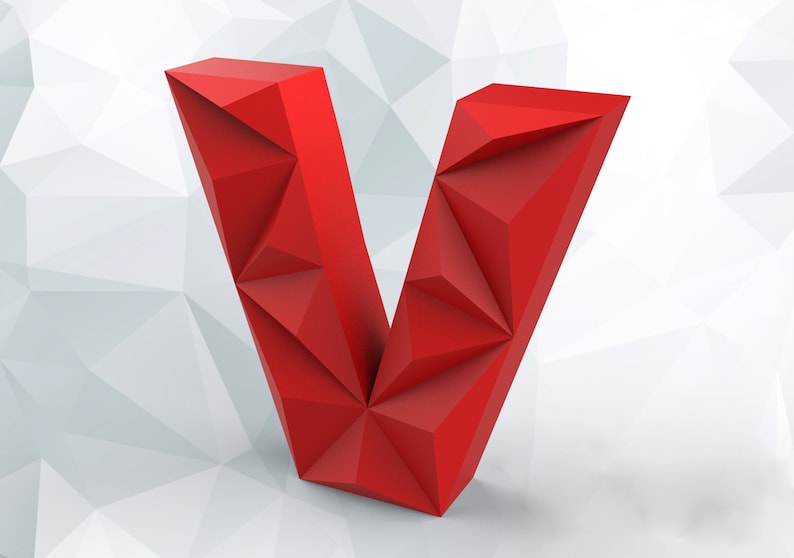 Papercraft Letter V 3D DIY Pepakura Origami Paper Low Poly - Etsy
