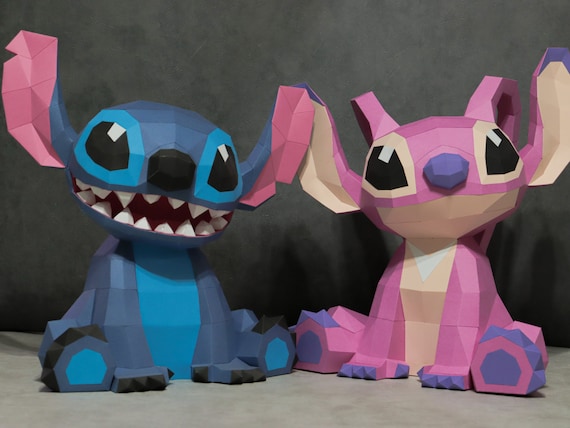 Stitch and Angel Papercraft DIY Pepakura Origami Template Low - Etsy