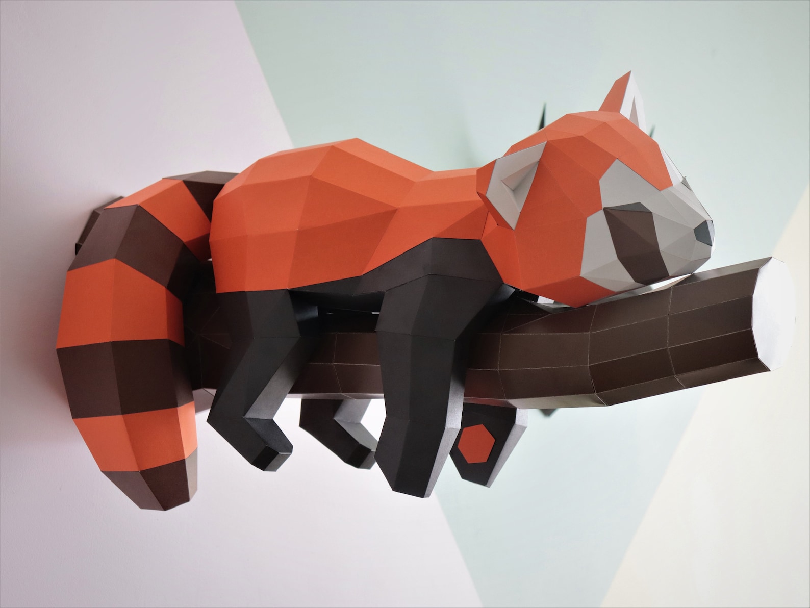 Red Panda Wall Decor Papercraft DIY Pepakura Origami Template Low Poly ...