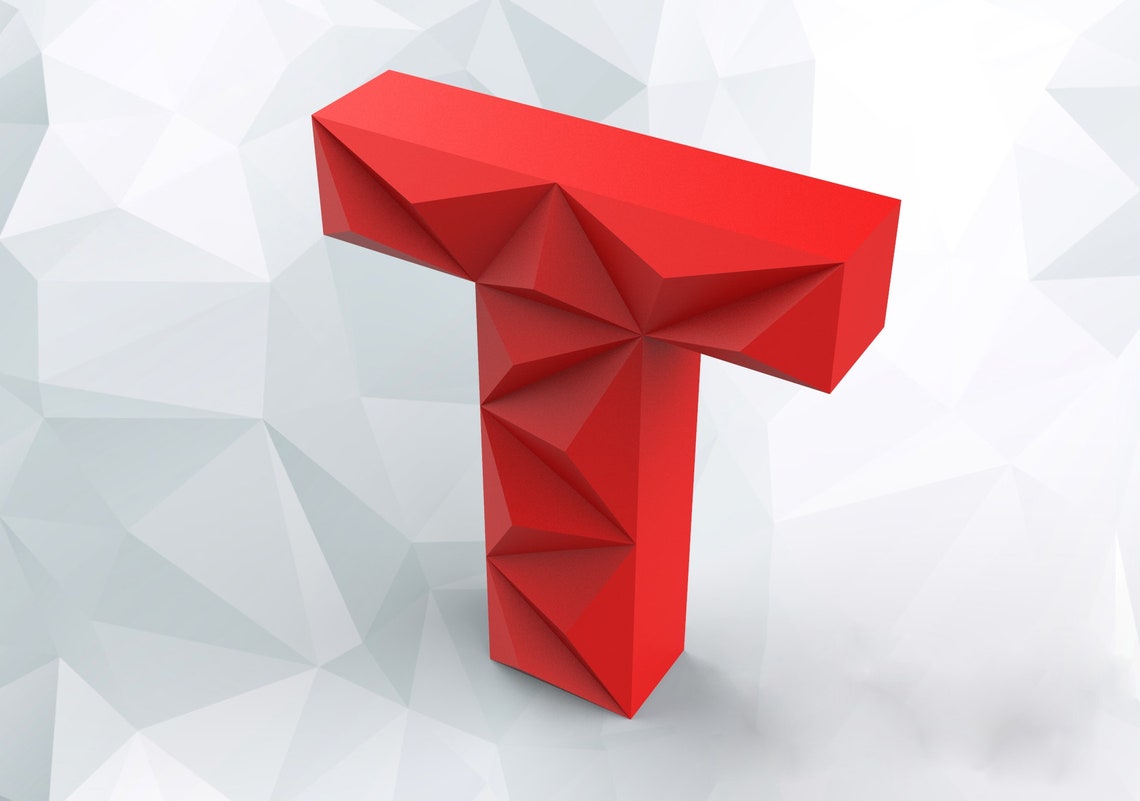 Papercraft Letter T 3D DIY Pepakura Origami Paper Low Poly - Etsy