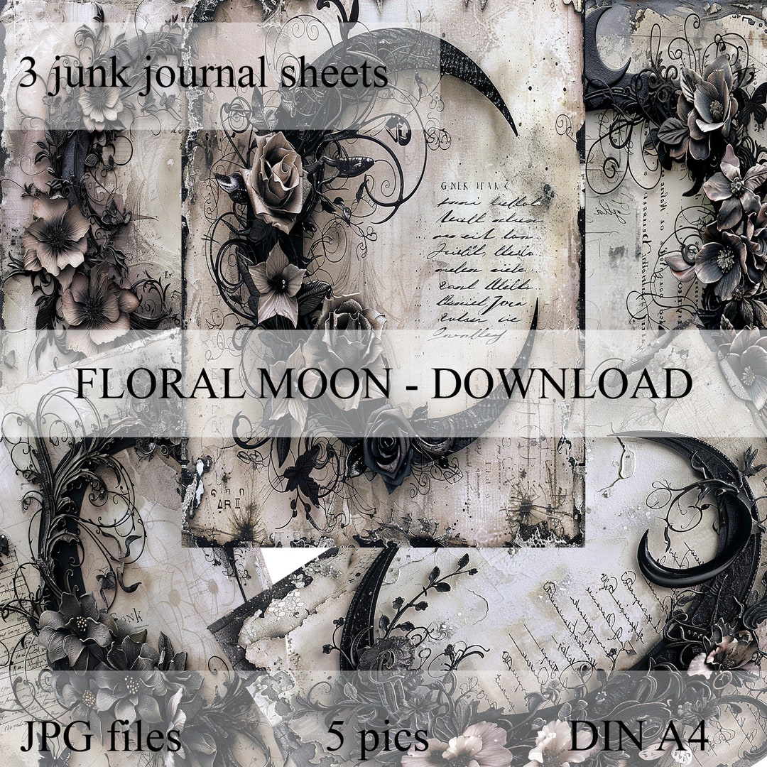 Junk Journal Moon Pages, Scrapbooking Pages, Journal Pages, Junk ...