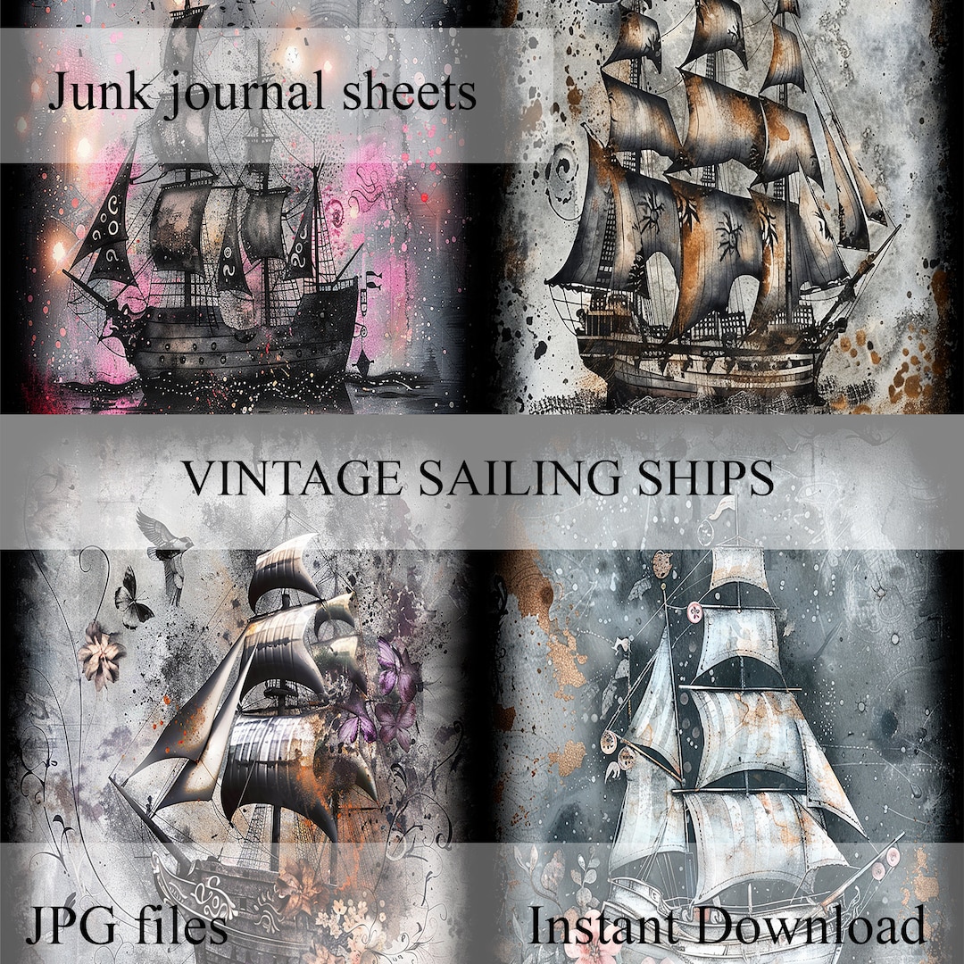 Junk Journal Pages, Sailing Ships, Junk Journal Paper, Scrapbook ...