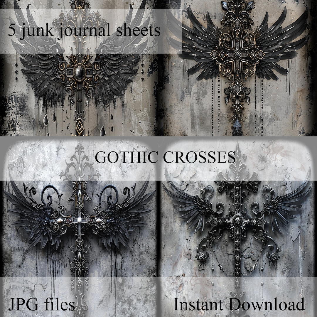 Scrapbook Gothic Crosses Paper, Scrapbook, Scrapbooking, Junk Journal ...