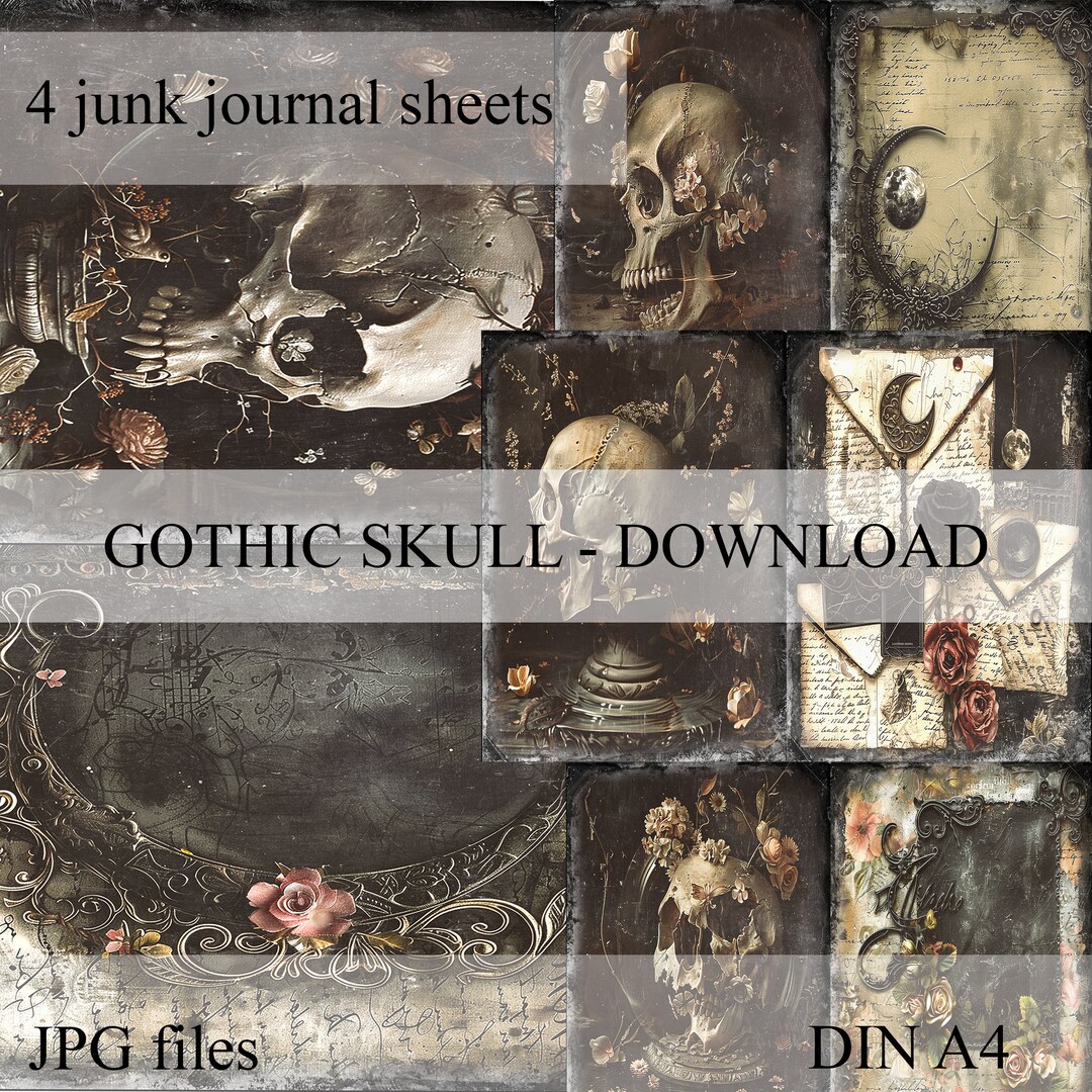Scrapbook Skull Papers, Scrapbook, Scrapbooking, Junk Journal, Epehmera ...