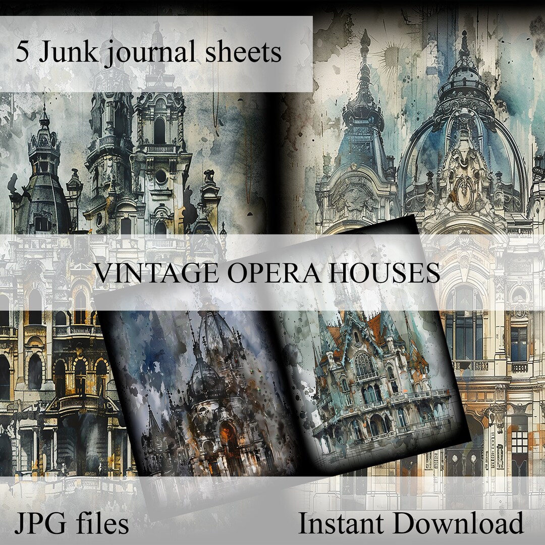 Vintage Shabby Gothic Opera House Junk Journal, Scrapbooking Kit, Junk ...