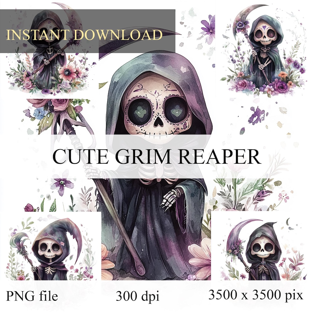 Clipart Eerie Grim Reaper, Junk Journal Stickers, Scrapbooking Stickers ...