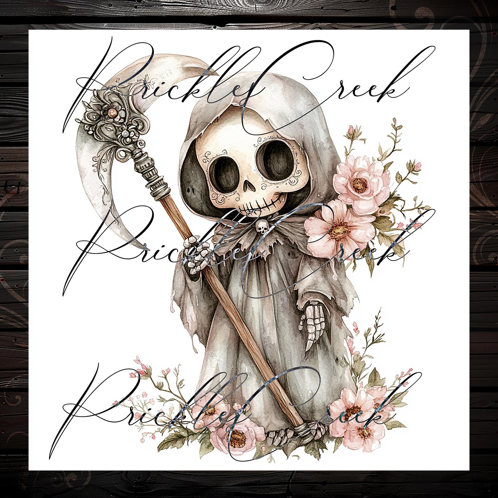Clipart Eerie Grim Reaper, Junk Journal Stickers, Scrapbooking Stickers ...