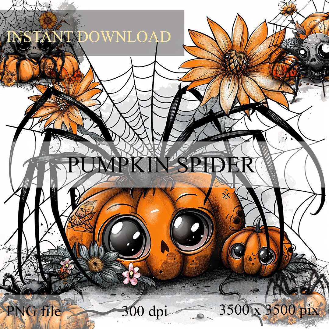 CLIPART 5 Pcs "pumpkin Spiders" - Halloween, Spooky, Scrapbook ...
