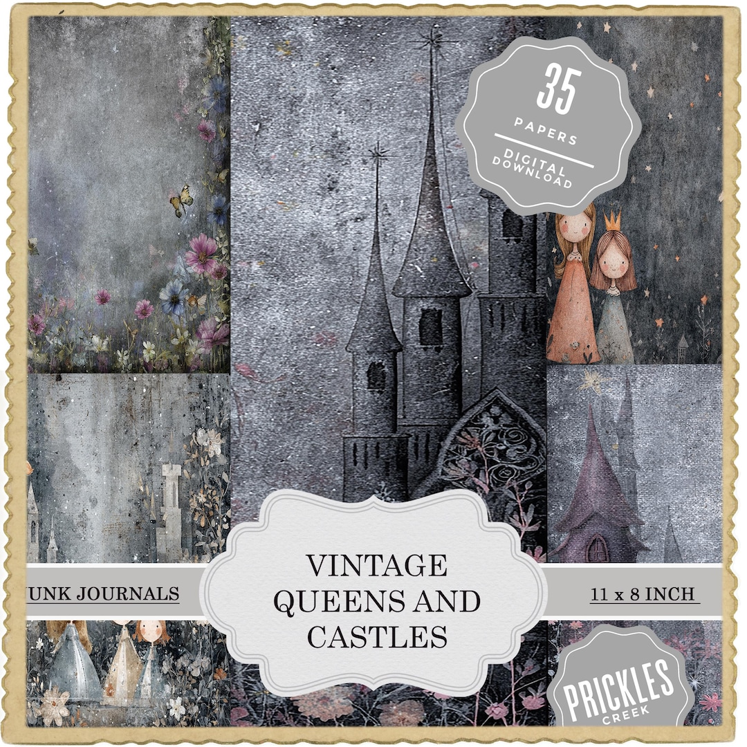 Vintage Cute Queens and Castles Papers, Junk Journal Kit, Scrapbook ...