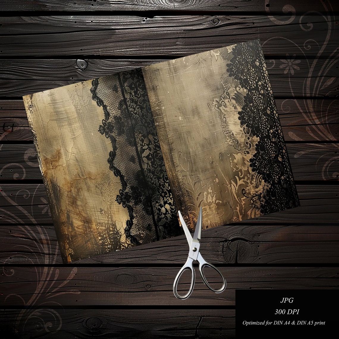Bundle 5 Sheets Baroque, Grunge, Floral, Collage, Junk Journal ...