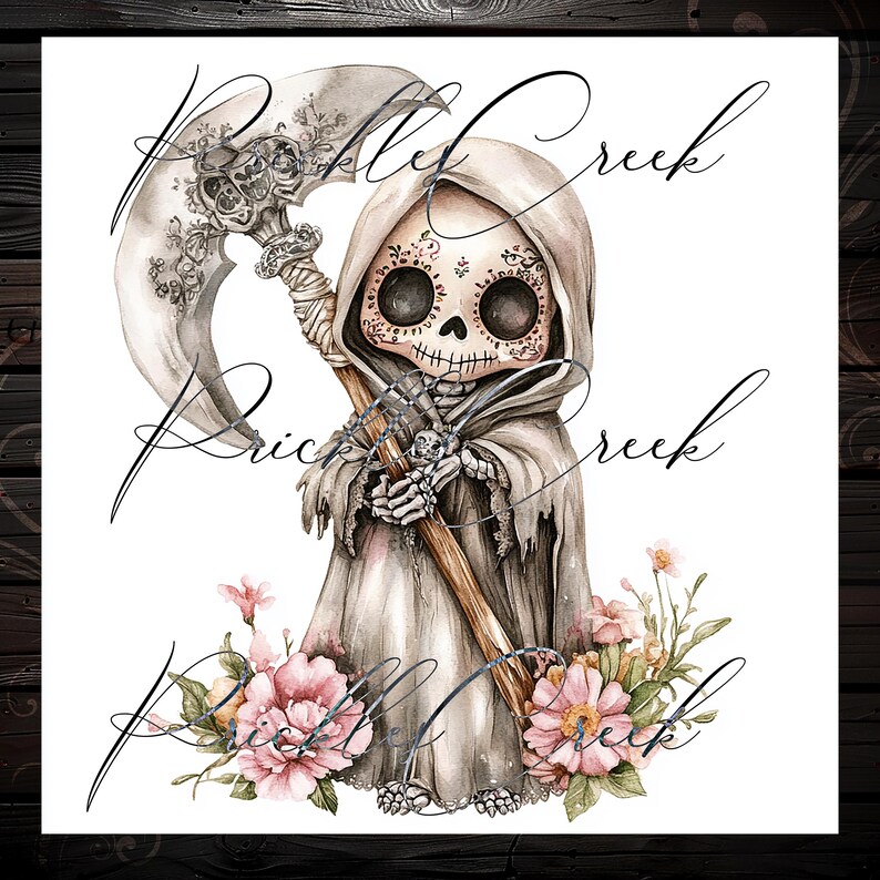 Clipart Eerie Grim Reaper, Junk Journal Stickers, Scrapbooking Stickers ...