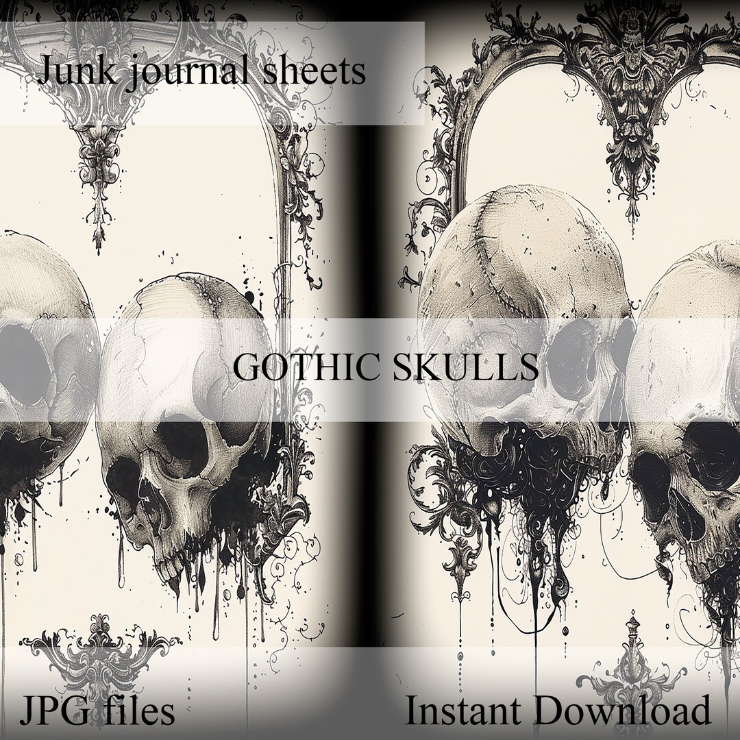 Gothic Skull Junk Journal Papers, Scrapbooking Horror, Junk Journal ...