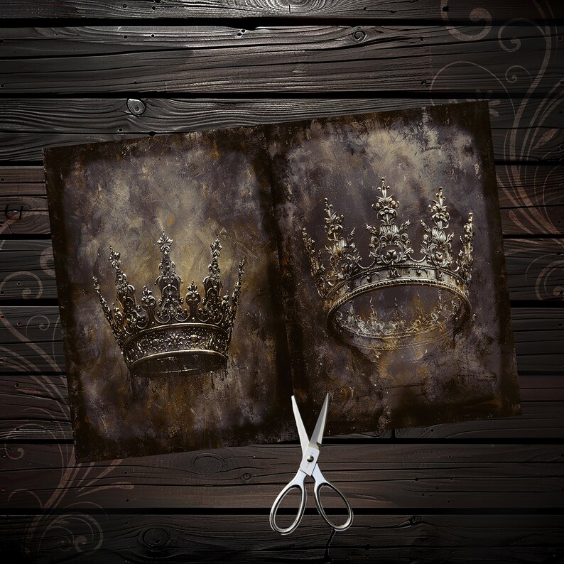 Bundle 4 Sheets, Crown, Crafts, Scrapbooking, Junk Journal, Paper ...