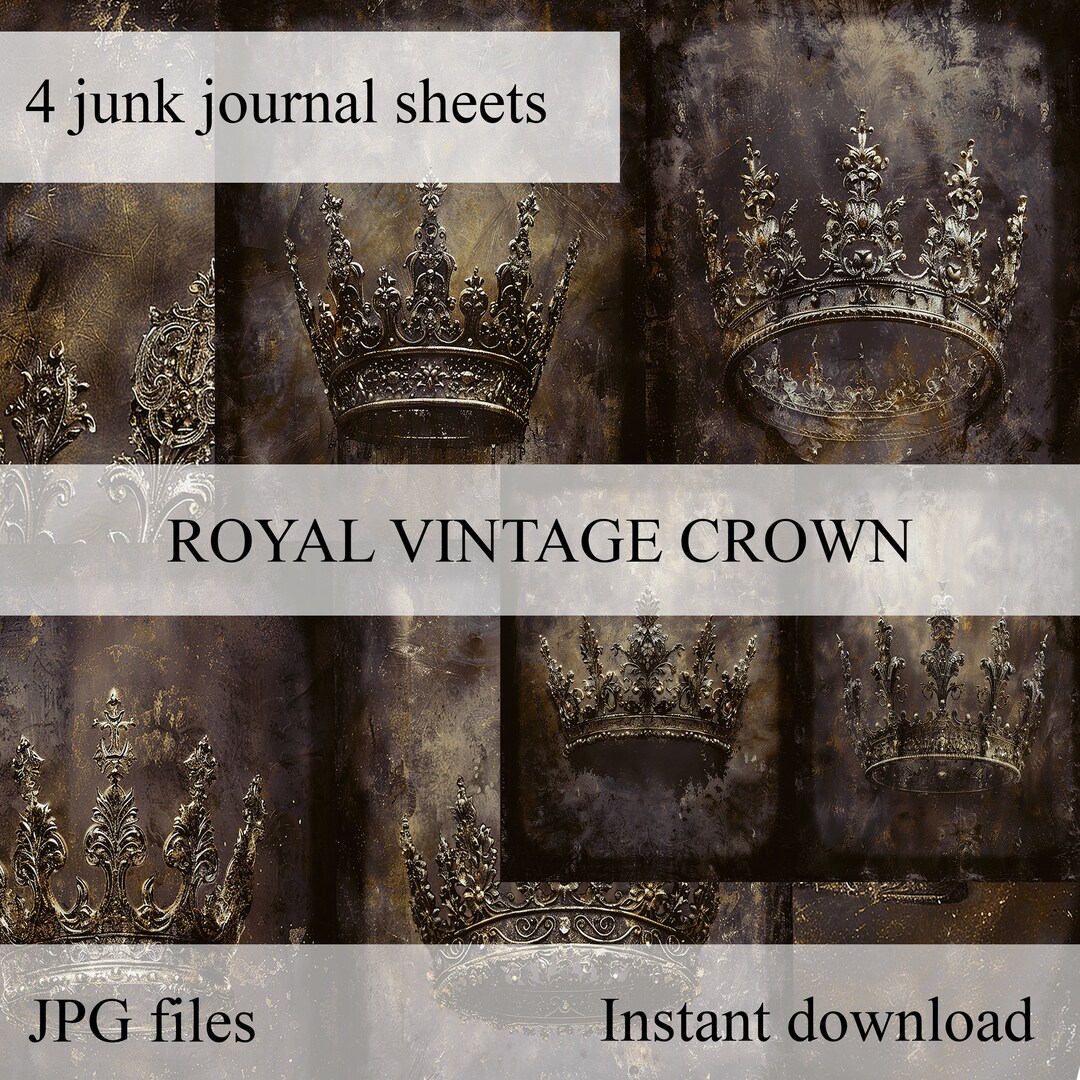 Bundle 4 Sheets, Crown, Crafts, Scrapbooking, Junk Journal, Paper ...