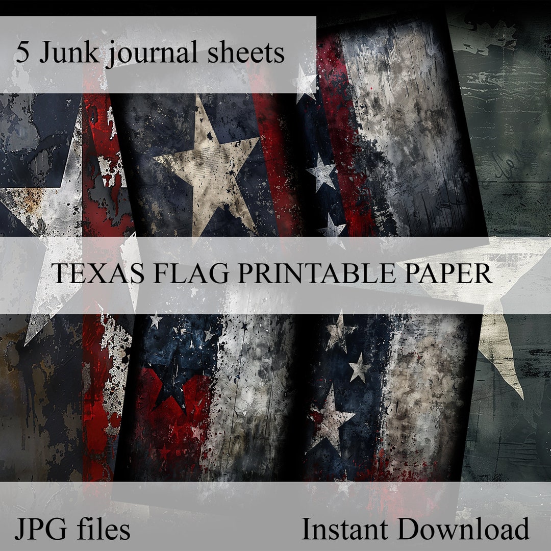 USA Texas Flag Junk Journal Paper, Scrapbook, Scrapbooking Collage ...