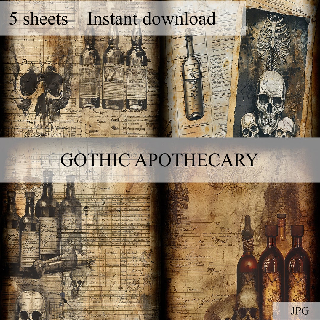 Gothic Apothecary Junk Journal, Junk Journal Paper, Scrapbooking Pages ...