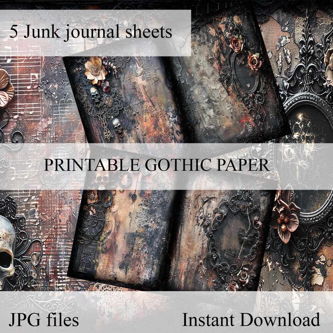 Printable Gothic Junk Journal Paper, Scrapbook, Scrapbooking Set ...