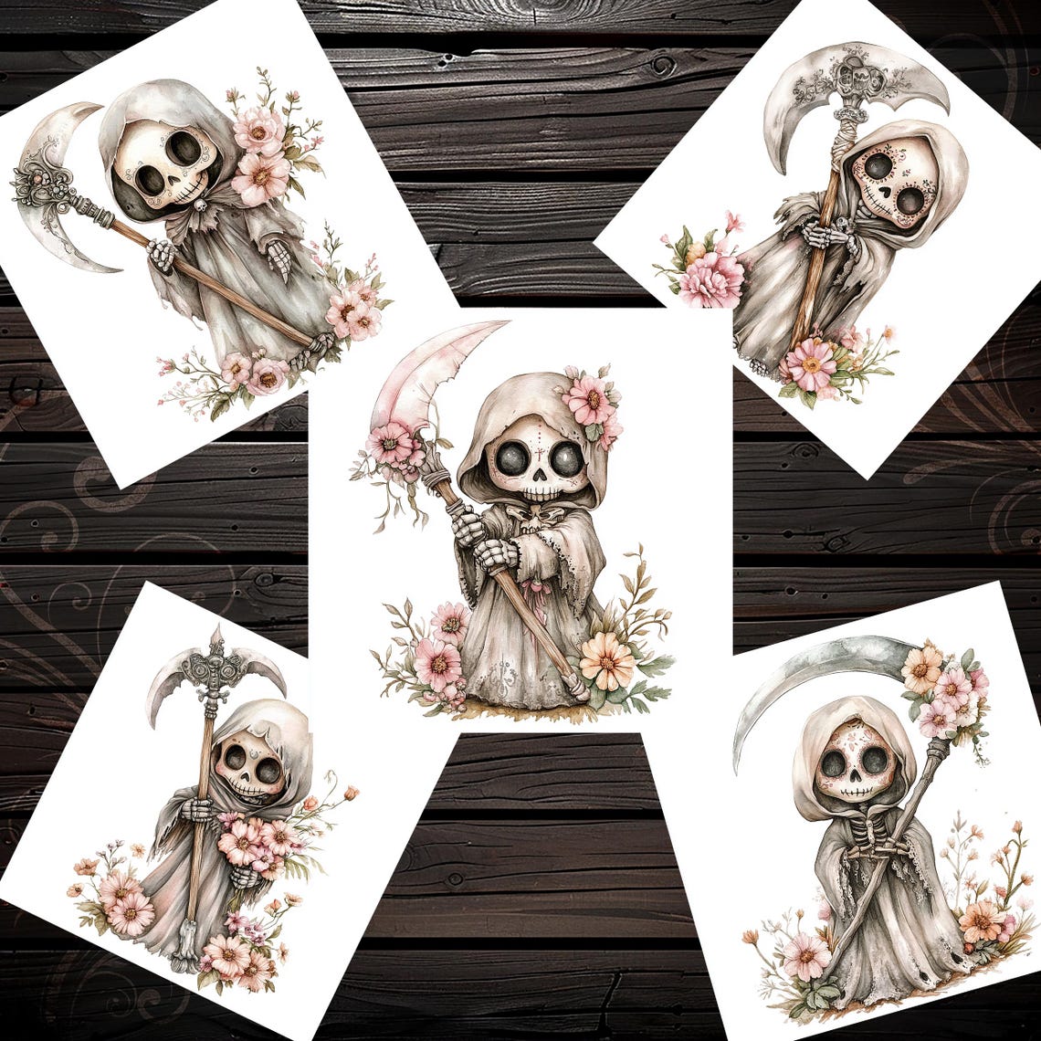 Clipart Eerie Grim Reaper, Junk Journal Stickers, Scrapbooking Stickers ...