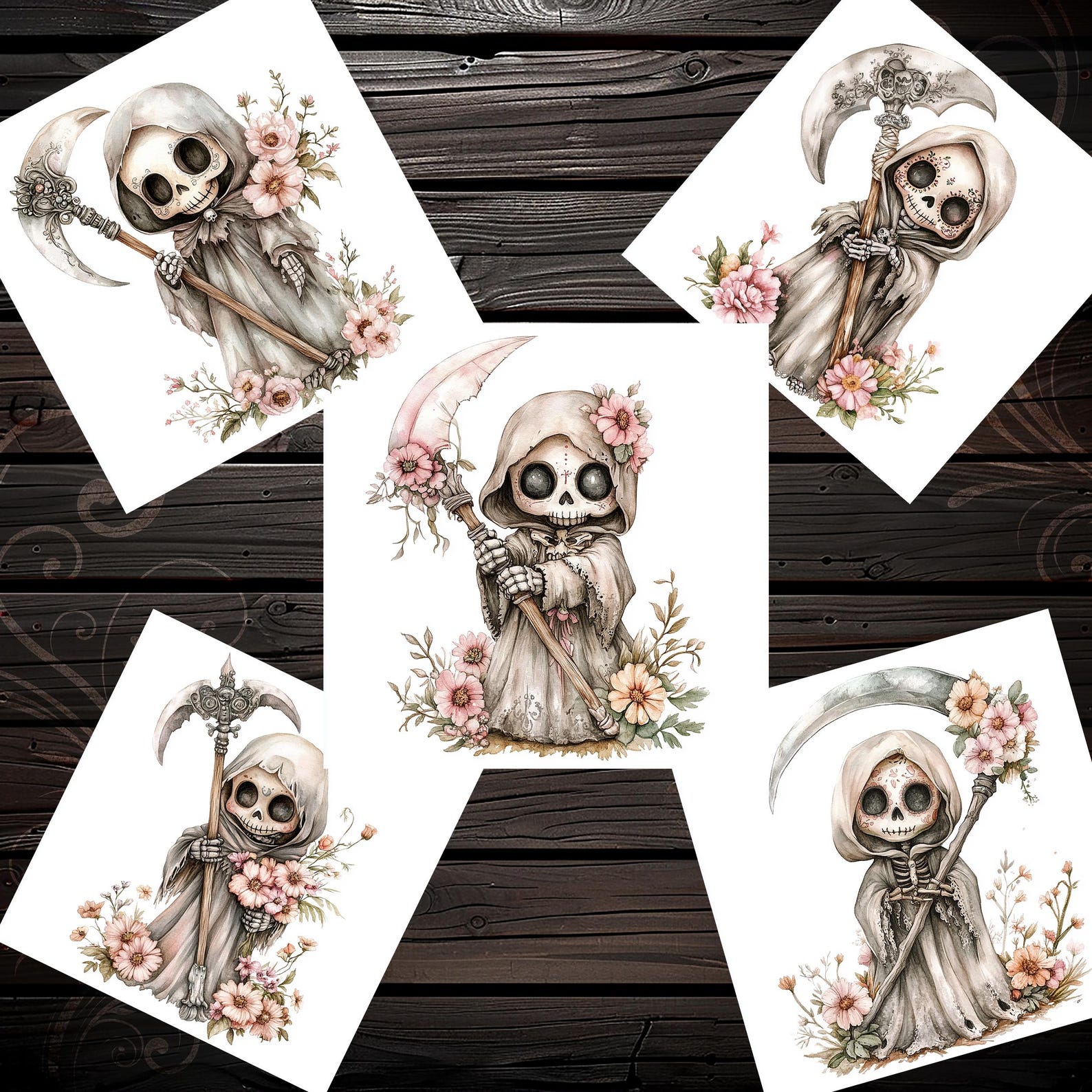 Clipart Eerie Grim Reaper, Junk Journal Stickers, Scrapbooking Stickers ...