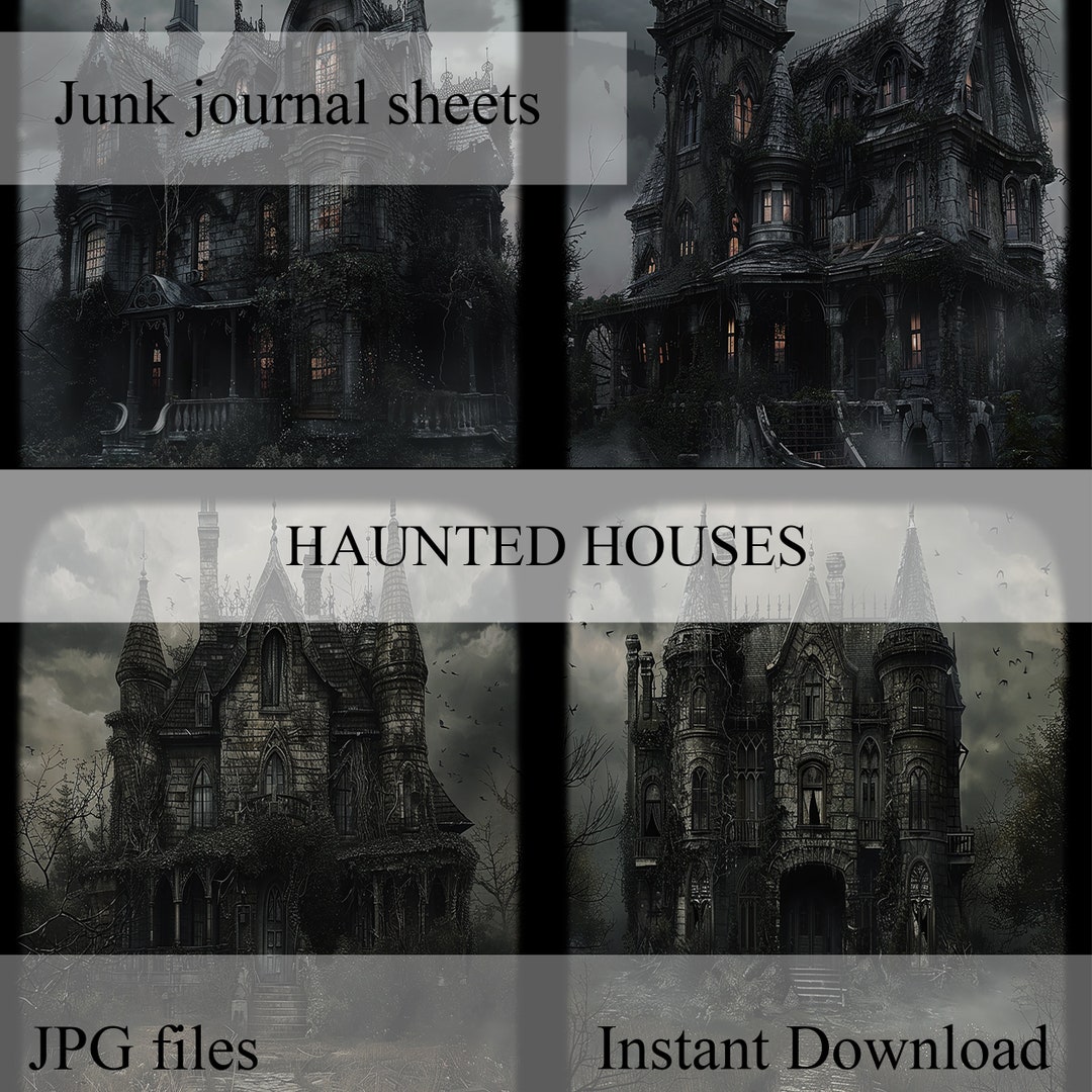 Junk Journal Haunted House Digital Papers, Scrapbook, Scrapbooking ...