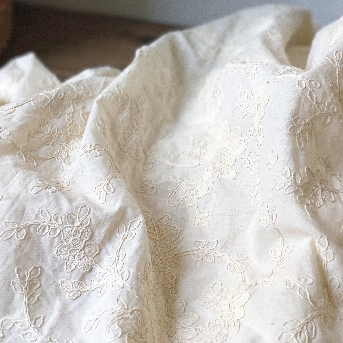 Flower Embroidery Cotton Fabric ,cotton Embroidered Fabric for Dress ...