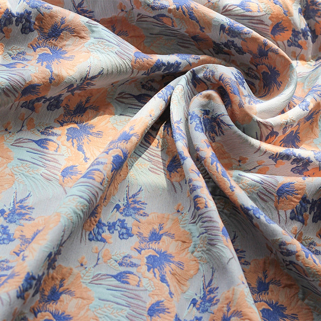 Tissu Jacquard fleur de brillance douce par verge - Etsy France