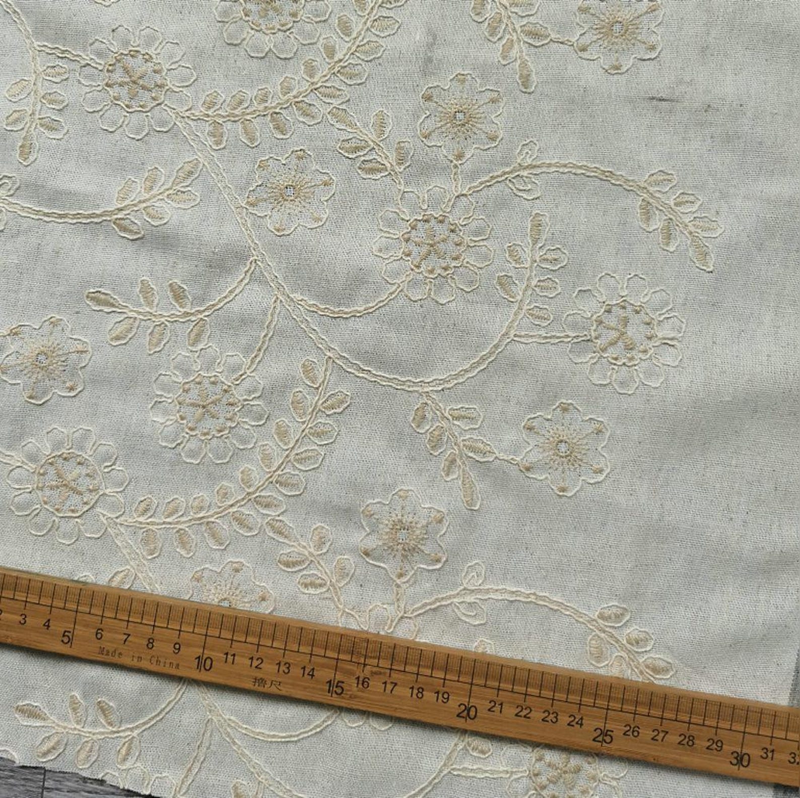 Flower Embroidery Cotton Linen Fabric ,cotton Linen Embroidered Fabric ...
