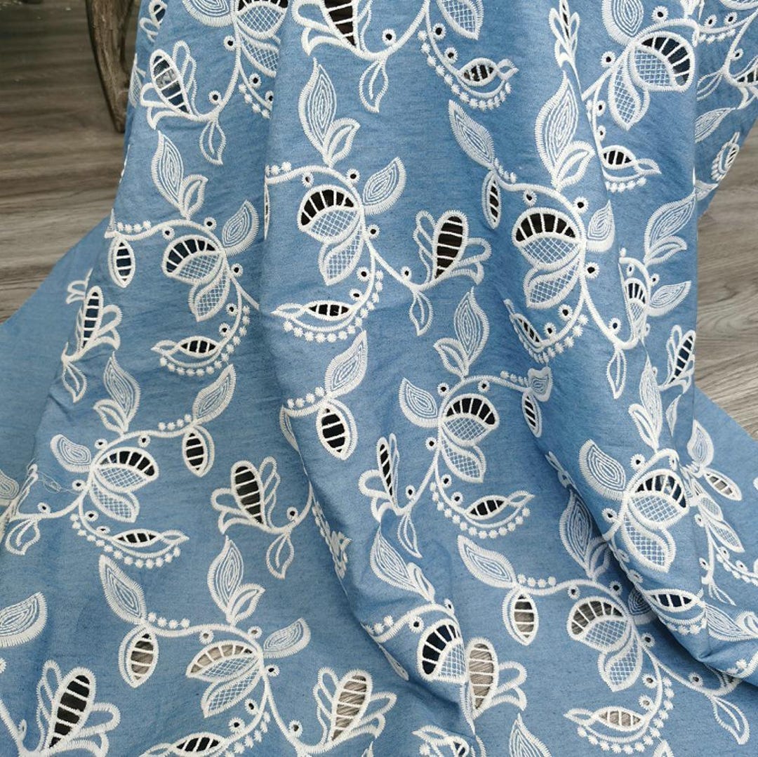 Cotton Eyelet Borders Fabric, Embroidery Cotton Fabric, Hollowed Border ...